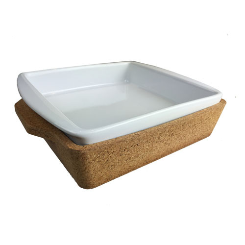 Ceramic dish with cork tray/cork base