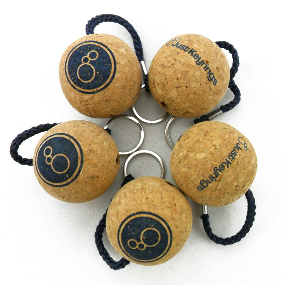 Wholesale Price 50mm Cork Ball Floating Key Chain with Navy Roper and ...